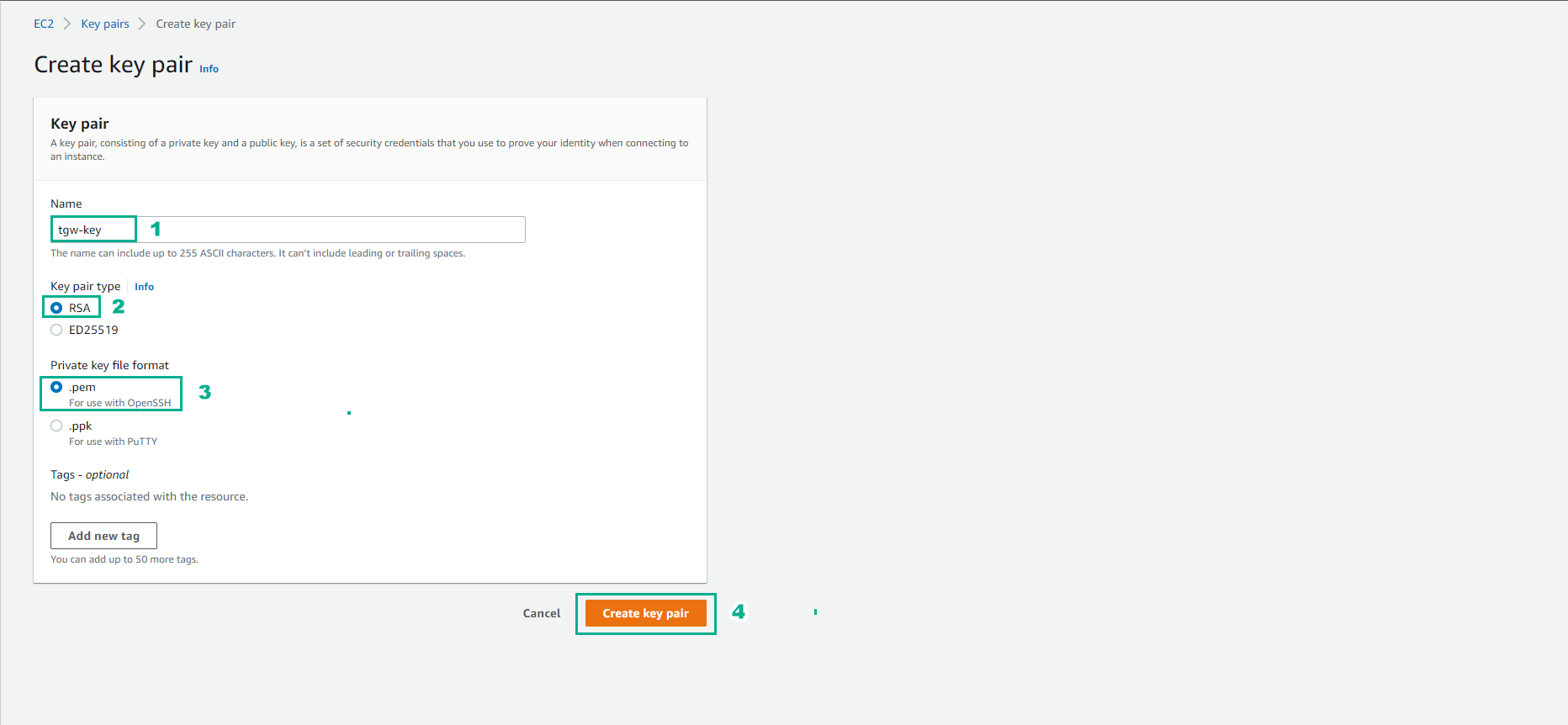 Generate Key Pair :: Giới thiệu về Amazon EC2