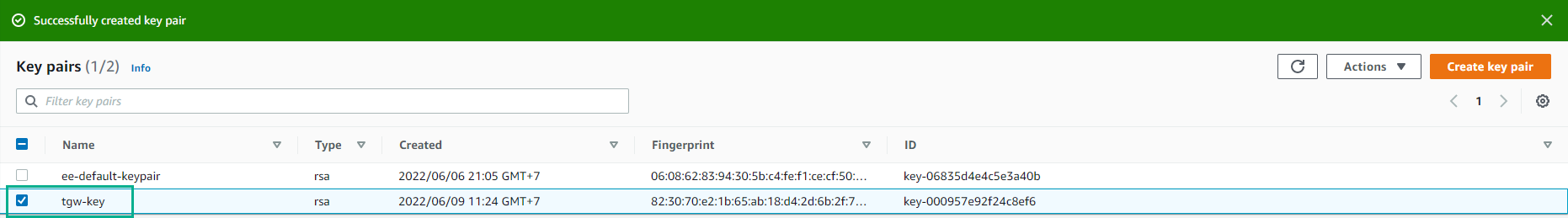 Generate Key Pair :: Giới thiệu về Amazon EC2
