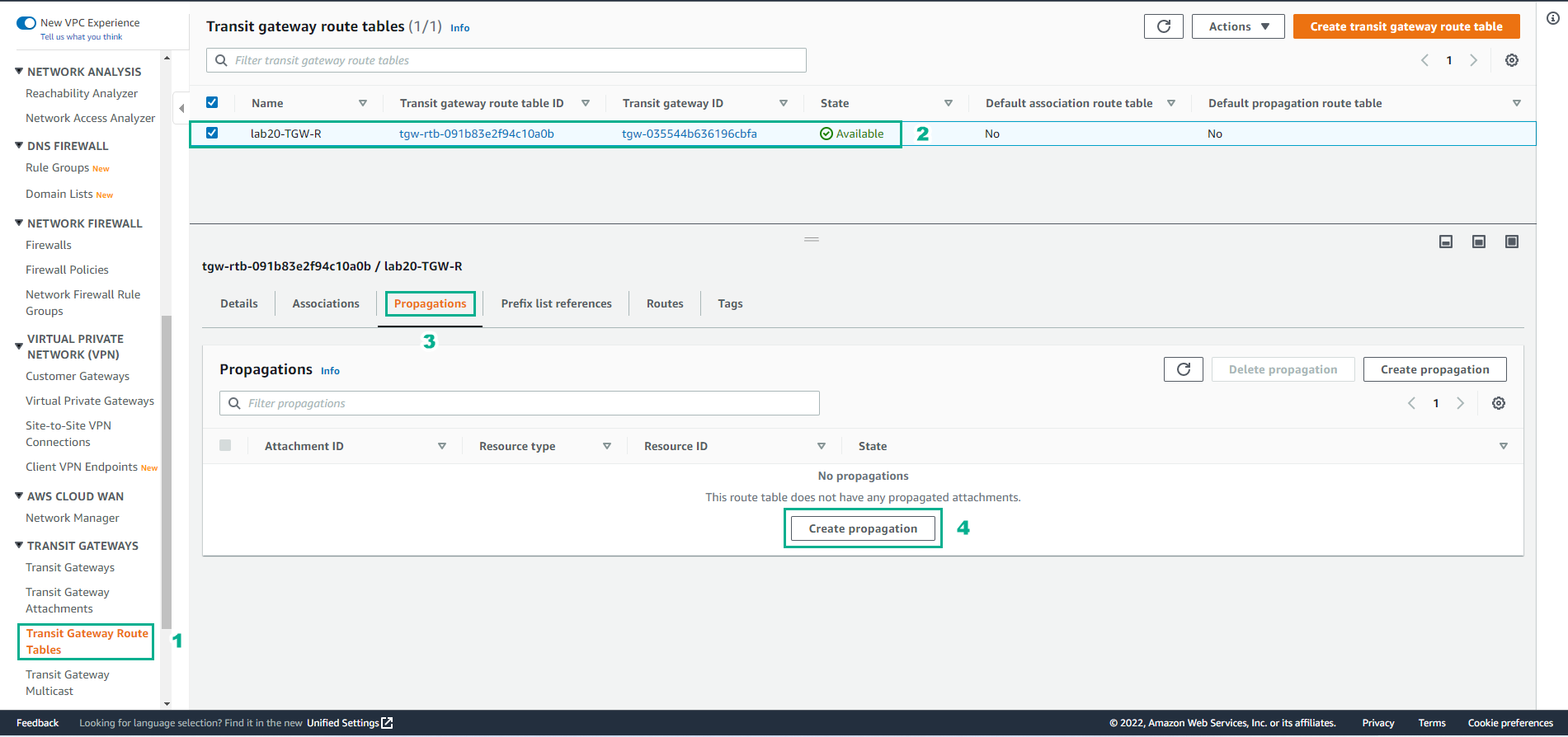 Create Transit Gateway Route Tables :: Giới thiệu về Amazon EC2